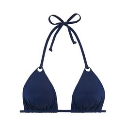 s.Oliver Damen Triangel-Bikini-Top "Beverly", blau, Gr. 38, unifarben, Recycling-Polyamid, Bikini-Oberteile, mit kontrastfarbigen Zierringen