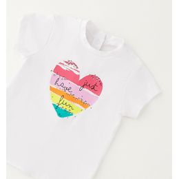 IDO M&auml;dchen T-Shirt "BABY GIRL SUMMER T-SHIRT", wei&szlig;, Gr. 74, 95% Baumwolle, 5% Elasthan, Shirts