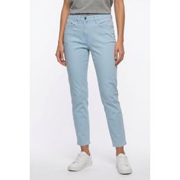 bonprix Damen Webhose "Verk&uuml;rzte Twill-Hose im Used-Look", blau, Gr. 36, Twill, Obermaterial: 97% Baumwolle, 3% Elasthan, Hosen, aus Baumwolle und