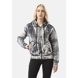 Cipo & Baxx CIPO & BAXX Damen Sweatjacke "WL379", schwarz-wei&szlig;, Gr. M, bedruckt, Feinstrick, 100% Baumwolle, Sweatjacken, ausdrucksstarkes Tie-Dye-Muster,