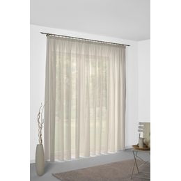 Vorhang WIRTH, B:141cm H:255cm, beige, Jacquard, Baumwolle, Polyester, Wohnzimmer, Gardinen, "Sunday", nach Ma&szlig;