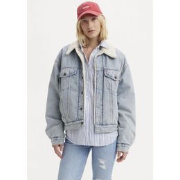 Levi's LEVI'S Damen Jeansjacke "SHERPA TRUCKER", blau, Gr. S, Denim/Jeans, Obermaterial: 100% Baumwolle, Jacken, mit Teddypl&uuml;sch