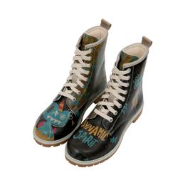 DOGO Damen Schn&uuml;rboots "Longe Boots Schn&uuml;rstiefel Dynamic Spirit Damen Stiefeletten", Gr. 41schwarz, blau, Lederimitat, Schuhe, Handgefertigt