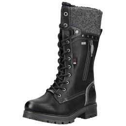 Mustang Shoes Damen Schn&uuml;rstiefel "Mustang Shoes Stiefel Lederimitat/Textil", Gr. 37, schwarz, Lederimitat, Textil, Schuhe