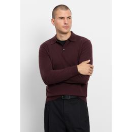 OLYMP Herren Langarm-Poloshirt "OLYMP Casual Strick, Polo langarm", braun, Gr. M, 100% Schurwolle, Shirts