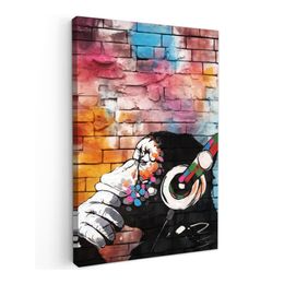 OnlyWow Leinwand Bilder Kopfh&ouml;rer-Affe | Gr.: 20 x 30 cm