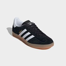 Herren Sneaker "GAZELLE INDOOR", adidas originals, Gr. 38,5, schwarz-wei&szlig;, Leder, Synthetik, Schuhe