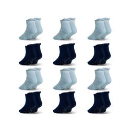 Yalion 12 Paar rutschfeste Socken, Wildlederoptik, blau/marineblau | Gr.: 19-20