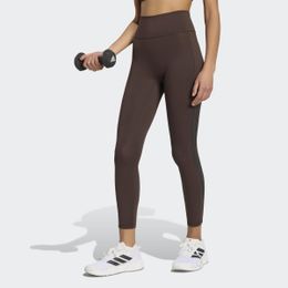 Damen Trainingstights "OPTIME WORKOUT 3-STREIFEN 7/8 LEGGINGS", braun, Gr. XL, adidas Performance, Obermaterial: 73% Polyester, 27% Elasthan, Hosen