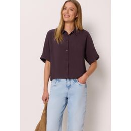 Damen Kurzarmbluse, braun, Gr. 46, STREET ONE STUDIO, unifarben, Stoff, 88% Viskose, 12% Polyamid, Blusen, aus softer Viskose
