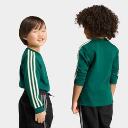 M&auml;dchen Langarmshirt "3 STRIPE LS"collegiate gr&uuml;n, Gr. 128, adidas originals, Obermaterial: 100% Baumwolle, Shirts, f&uuml;r Kinder, sportlicher Stil,