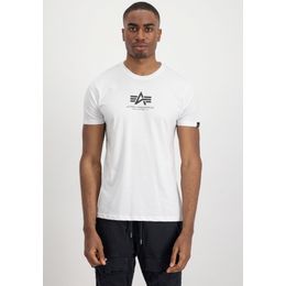 Herren Rundhalsshirt "Basic T ML", wei&szlig;, Gr. L, Alpha Industries, bedruckt, Single Jersey, Obermaterial: 100% Baumwolle, Shirts, Baumwolle, regular