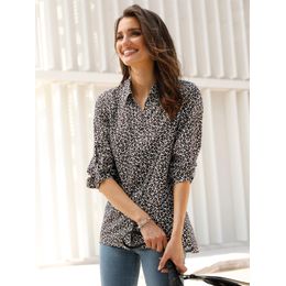 Classic Basics Damen Longbluse, grau, Gr. 44, gemustert, 100% Polyester, Blusen