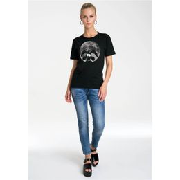 logoshirt Damen T-Shirt "Looney Tunes - Coyote Mond"schwarz, Gr. M, bedruckt, 100% Baumwolle, Shirts, mit coolem Print