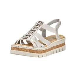Rieker Damen Keilsandalette "Rieker Sandalen Lederimitat", Gr. 40, wei&szlig;, Lederimitat, Schuhe