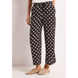 Street One Damen Stoffhose, schwarz-wei&szlig;, Gr. 32, gemustert, Stoff, 100% Viskose, Hosen, High Waist