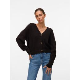 V&eacute;ro Moda VERO MODA Damen Strickjacke "VMLEA LS V-NECK CUFF CARDIGAN NOOS", schwarz, Gr. M, unifarben, Strick, Obermaterial: 100% Polyacryl, Strickjacken,