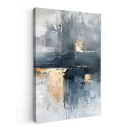 OnlyWow Leinwand Bilder Abstrakte Kunst gold grau | Gr.: 60 x 90 cm