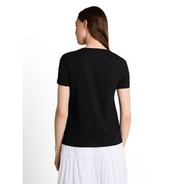 Damen Kurzarmshirtdeep schwarz, Gr. XS, Tom Tailor Denim, bestickt, Jersey, Obermaterial: 100% Baumwolle, Shirts, Sommershirt mit Stickerei