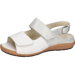 Waldl&auml;ufer WALDL&Auml;UFER Damen Sandale "K-HELIETT", Gr. 6,5, wei&szlig;, Nubukleder, Veloursleder, metallic, Schuhe, Sommerschuh, Keilsandalette, Metallic-Look, in