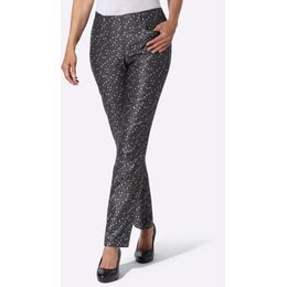 COSMA Damen Schlupfhose, grau, Gr. 20, bedruckt, gebl&uuml;mt, gemustert, mehrfarbig, 68% Baumwolle, 30% Polyester, 2% Elasthan, Hosen