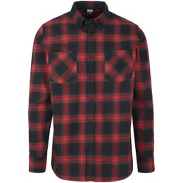 Urban Classics Herren Kurzarmshirt "Urban Classics Herren Checked Flanell Shirt 6", rot, Gr. L, kariert, 100% Baumwolle, Shirts