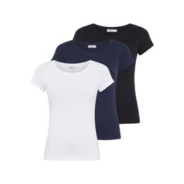 Flashlights Damen T-Shirt, blau, Basic, Gr. 32, unifarben, Feinripp, Obermaterial: 100% Baumwolle, Shirts, Kurzarm, sehr figurbetonte Passform, aus