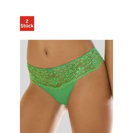 Damen String, NUANCE BY LASCANA, Gr. 44, gr&uuml;n, Spitze, Obermaterial: 85% Polyamid, 15% Elasthan, Unterhosen, Dessous mit breitem Spitzenband