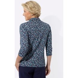CLASSIC Damen Poloshirt "Poloshirt", blau, Gr. 38, gebl&uuml;mt, gemustert, mehrfarbig, 100% Baumwolle, Shirts