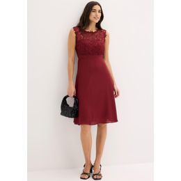 bonprix Damen Minikleid "Minikleid mit Spitze", rot, Gr. 42, Obermaterial: 100% Polyester. Futter: 100% Polyester. Spitze: 100% Polyester, Kleider,