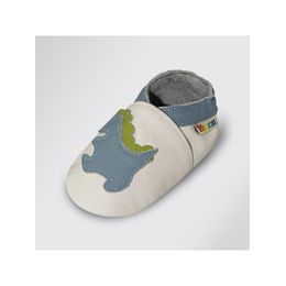 Yalion Baby Krabbelschuhe weiches Leder Lauflernschuhe Dinosaur Wei&szlig; | Gr.: 0-6 Monate