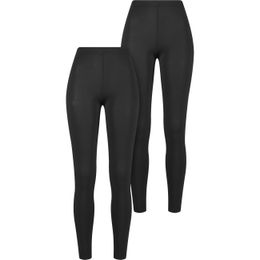 Urban Classics Damen Leggings "Urban Classics Ladies Bamboo Leggings 2-Pack", schwarz, Gr. S, unifarben, 95% Viskose, 5% Elasthan, Hosen