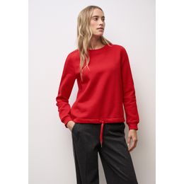 Street One Damen Sweatshirt, rot, Gr. 34, unifarben, Sweatware, 60% Baumwolle, 40% Polyester, Sweatshirts, mit Tunnelzug am Saum