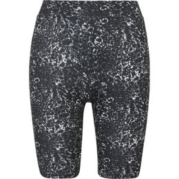 Urban Classics Damen Stoffhose "Urban Classics Damen Ladies AOP Cycle Shorts 2-Pack", schwarz-wei&szlig;, Gr. L, 94% Polyester, 6% Elasthan, Hosen