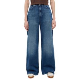 Mustang Damen Weite Jeans "Damen Style Luise Wide", blau, Gr. 25, unifarben, Denim/Jeans, 98% Baumwolle, 2% Elasthan, Jeans