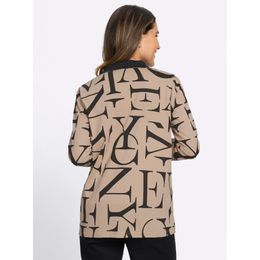 Classic Basics Damen Shirtjacke "Longshirt", beige, Gr. 38, gemustert, mehrfarbig, 100% Baumwolle, Shirts