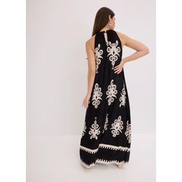 bonprix Damen Jerseykleidschwarz, creme bedruckt (l&auml;nge: regul&auml;r), Gr. 36, Obermaterial: 95% Viskose, 5% Elasthan, Kleider, aus Viskose-Mix,