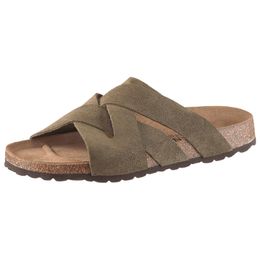 MAN'S WORLD MAN'S WORLD Herren Pantolette, Gr. 45, gr&uuml;n, Veloursleder, Schuhe, Schlappen, Sommerschuh, Hausschuh mit vorgeformtem Fu&szlig;bett