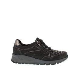 Casual Looks Damen Sneaker, Gr. 42, schwarz, Glattleder, Nubukleder, Textil, Schuhe