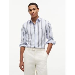 Tommy Hilfiger Herren Langarmhemd "POPLIN MULTI STPE SHIRT", blau, Gr. XXL, Web, Obermaterial: 100% Baumwolle, Hemden, Regular Fit