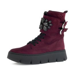 Gabor Damen Schn&uuml;rboots, Gr. 39, rot, Veloursleder, unifarben, Schuhe