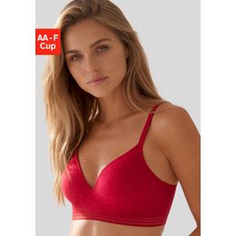 Lascana Damen Bralette-BH "Freya", Gr. 70, rot, Spitze, Obermaterial: 36% Polyamid, 29% Polyester, 27% Baumwolle, 8% Elasthan, BHs, ohne B&uuml;gel mit