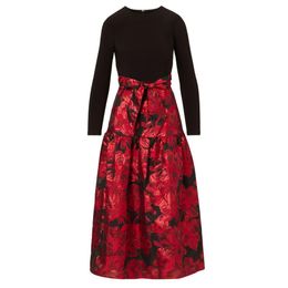 Adrianna Papell Cocktail Kleid Combo Floral Jacquard Dress in schwarz/rot | Gr.: 38