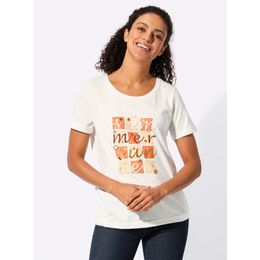 Inspirationen Damen Kurzarmshirt "Kurzarm-Shirt"ecru, papaya, Gr. 46, bedruckt, gemustert, mehrfarbig, 50% Baumwolle, 50% Modal, Shirts
