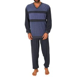 Normann Frottee langarm Schlafanzug Pyjama B&uuml;ndchen - 81285 in blau | Gr.: 54