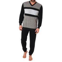 Normann Frottee langarm Schlafanzug Pyjama B&uuml;ndchen - 81294 in anthrazit | Gr.: 58