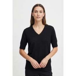 Freequent Damen Kurzarmpullover "FQKATIE-PULLOVER", schwarz, Gr. XS, unifarben, Strick, Obermaterial: 82% Viskose, 16% Polyamid, 2% Elasthan,
