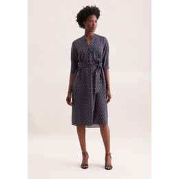Seidensticker Damen Sommerkleid, blau, Gr. 34, bedruckt, 86% Viskose, 14% Polyamid, Kleider, 3/4 V-Neck Druck