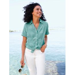 Inspirationen Damen Hemdbluse, gr&uuml;n, Gr. 48, bedruckt, gebl&uuml;mt, gemustert, mehrfarbig, 100% Baumwolle, Blusen