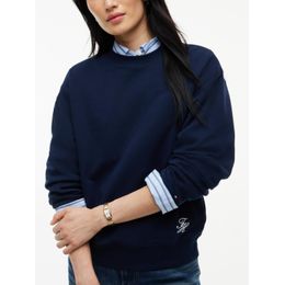 Tommy Hilfiger Damen Sweatshirt "SCRIPT TERRY MDRN C-NK SWTSHIRT"dunkelblau, Gr. M, unifarben, Sweatware, Obermaterial: 100% Baumwolle, Sweatshirts,